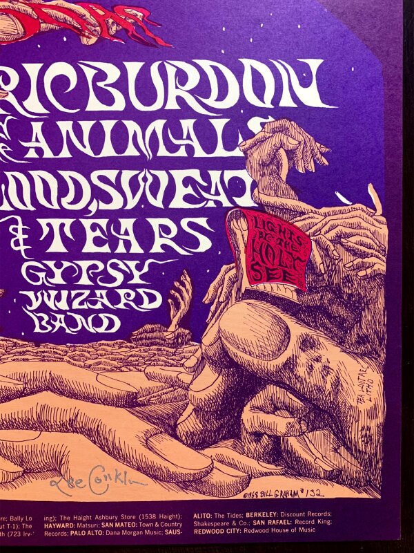 Eric Burdon & Animals 1st Printing (1968) 14×21 BG-132 US Music Poster ...