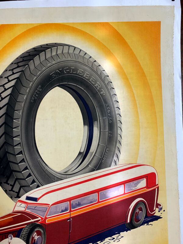 Englebert Tire – Art by George Ham (1933) 30×45 French Advertising ...
